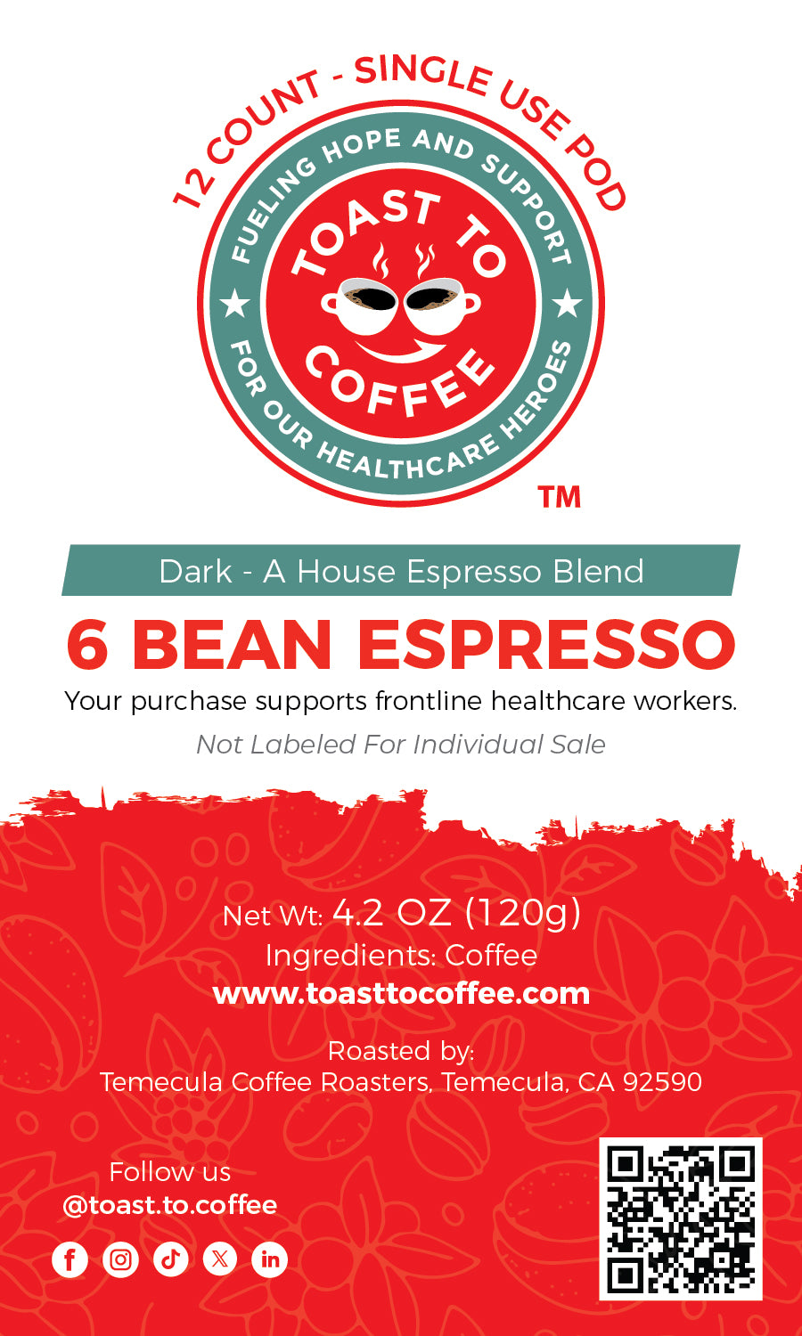 "Code Black" 6 Bean Espresso - Dark Roast - Pods – Toast To Coffee